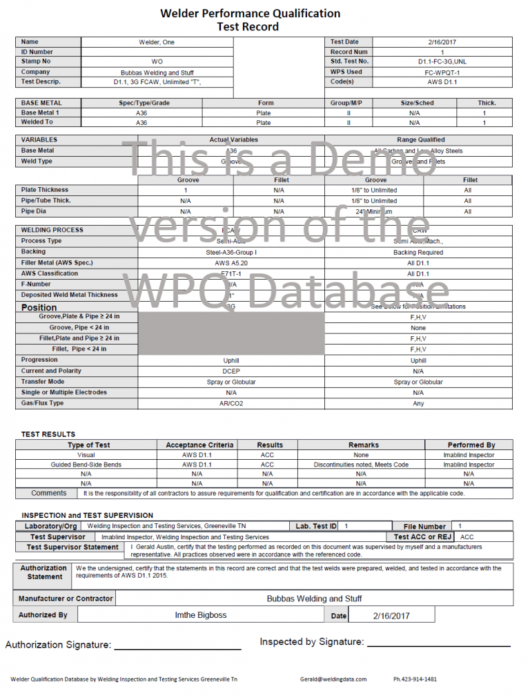 Welder Qualification Database – Welding Instructors